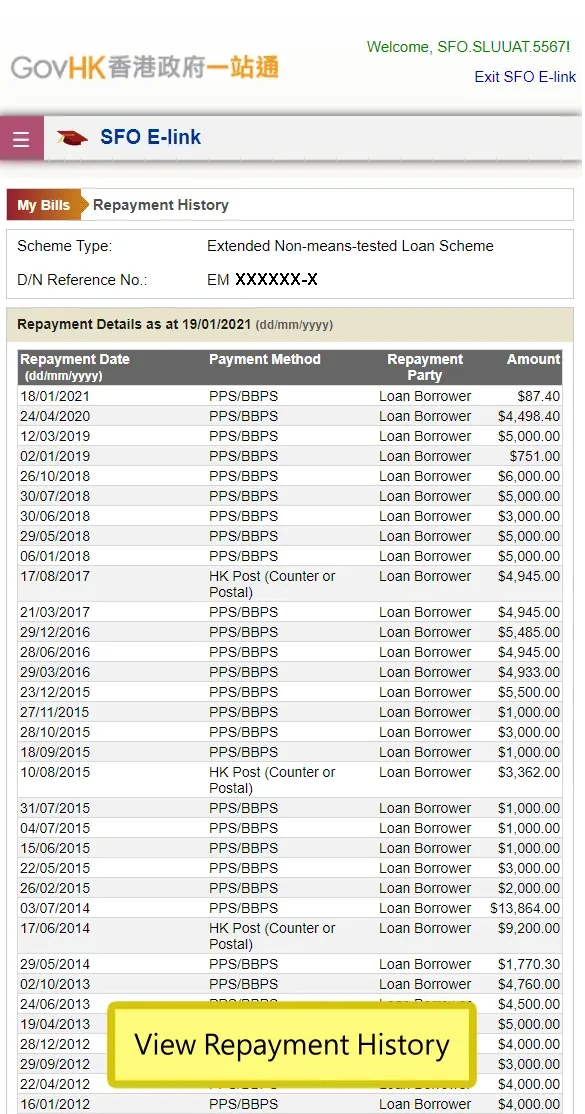 Online Demonstration of SFO E-link - My Bills