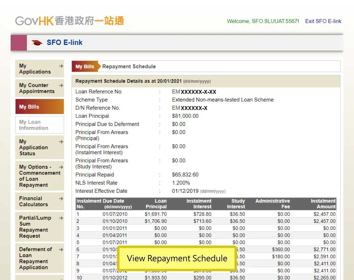 Online Demonstration of SFO E-link - My Bills
